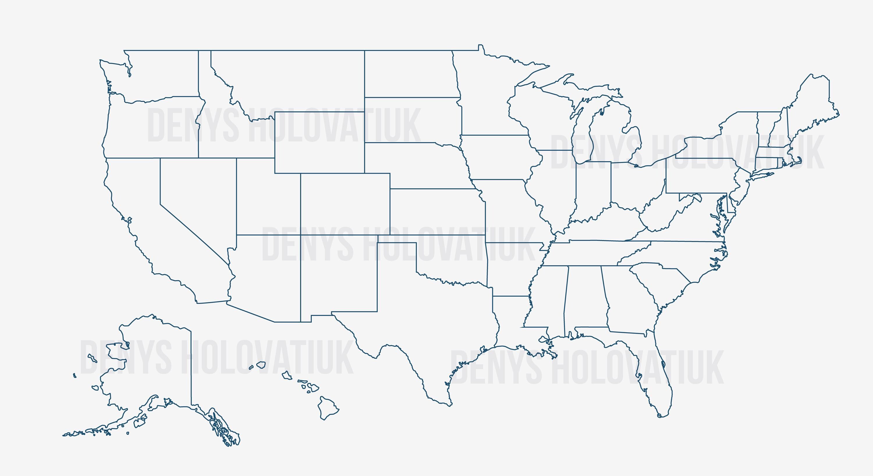 Outline Blank USA Map. United States of America Map. US Map Template ...