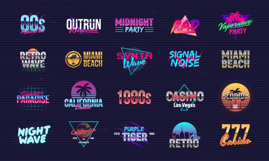 Retro 80s Svg Bundle, Signs and Logos in Retrowave Style. Retro 80's ...