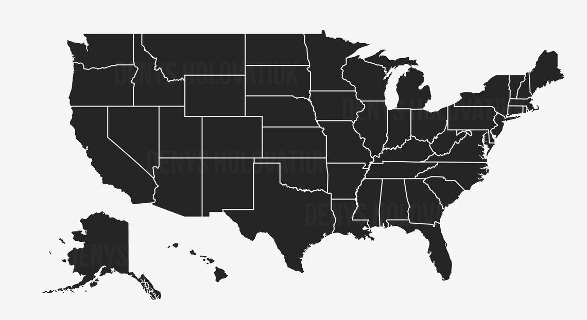 Outline Blank USA Map. United States of America Map. US Map Template ...