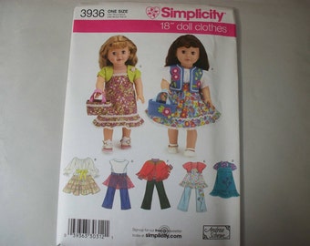 New Simplicity 18 Doll Clothing Pattern 2302 free US | Etsy