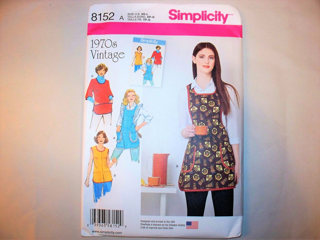 New Pattern, Simplicity Pattern, Vintage Style Apron Pattern, Smock ...
