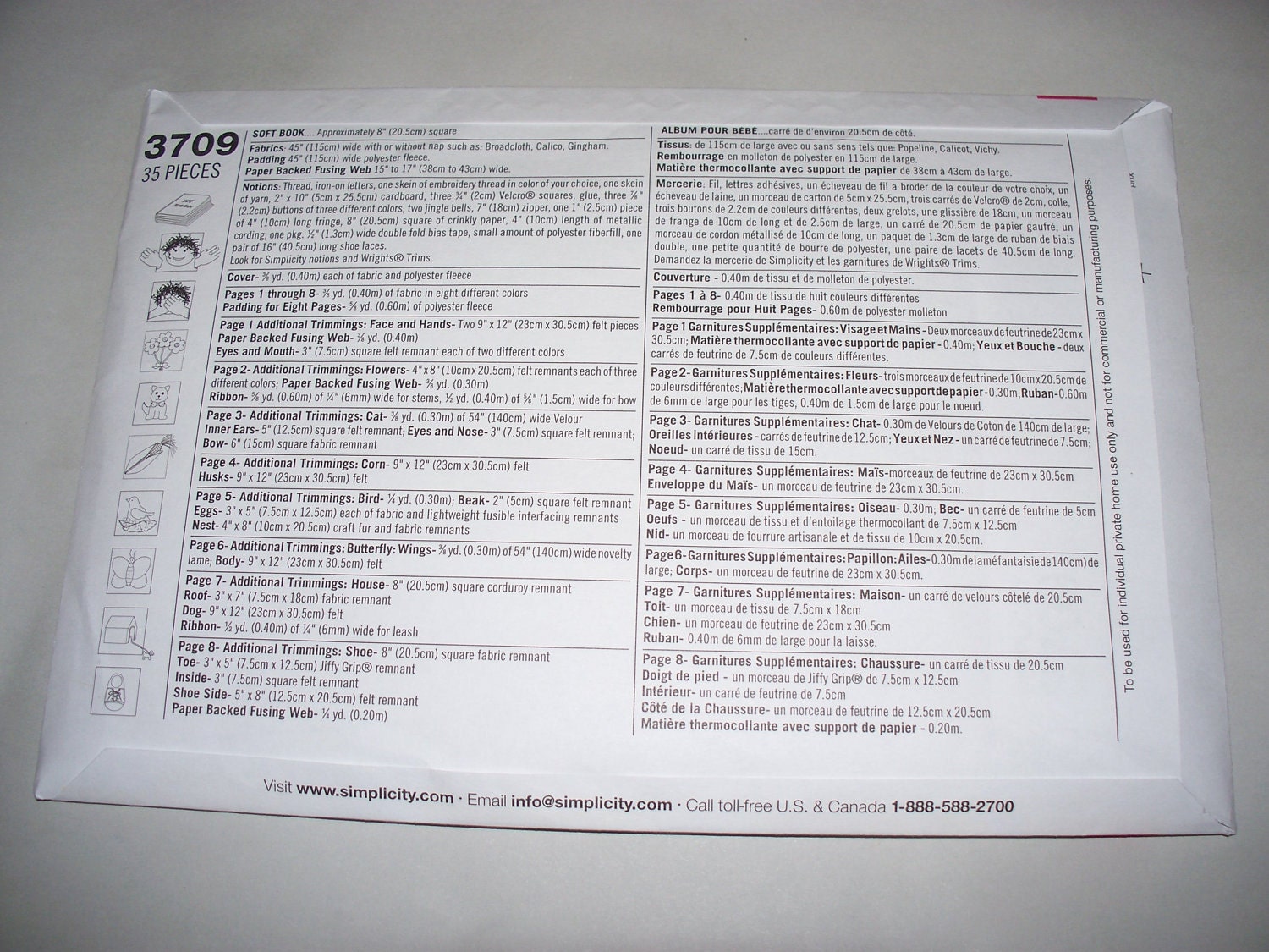 New Simplicity Fabric Book Pattern 3709 - Etsy