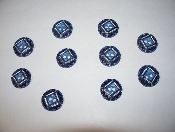 10 Buttons Vintage Buttons Large Buttons Blue Buttons Two | Etsy