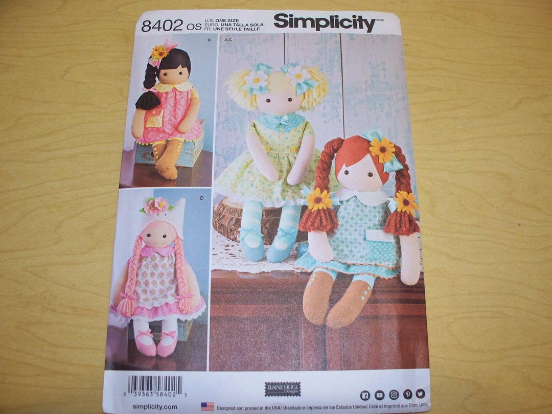 New Pattern, Simplicity Pattern, Stuffed Doll Pattern, 8402 - Etsy