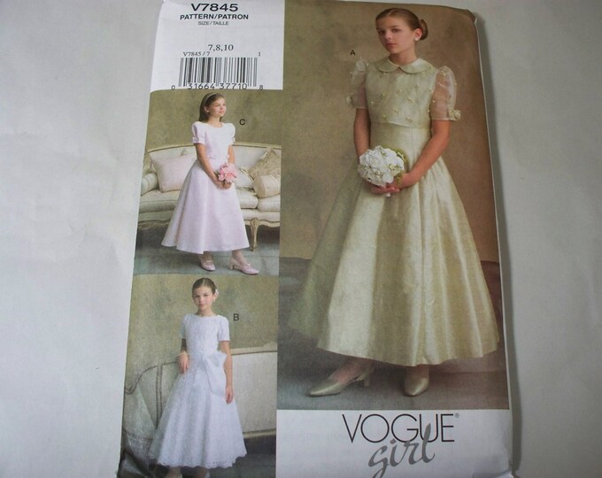 New Vogue, Flower Girl Dress Pattern, V7845 7,8,10 - Etsy