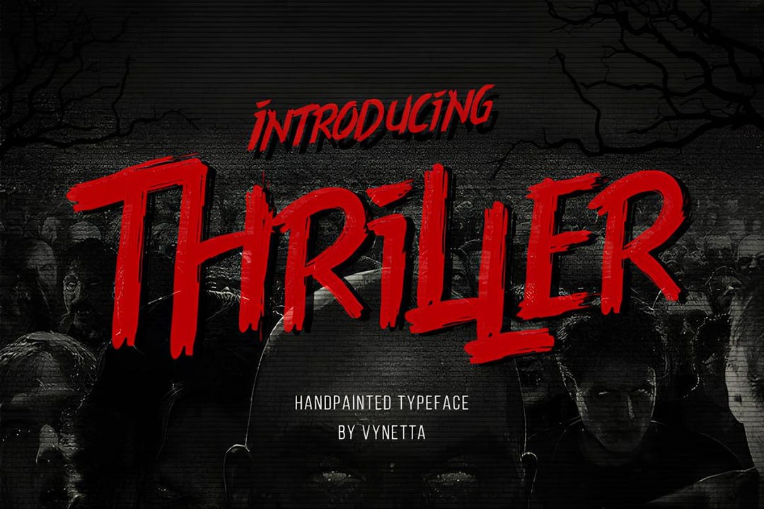 Thriller Font, Spooky Fonts, Bold Typography, Horror Script, Digital ...