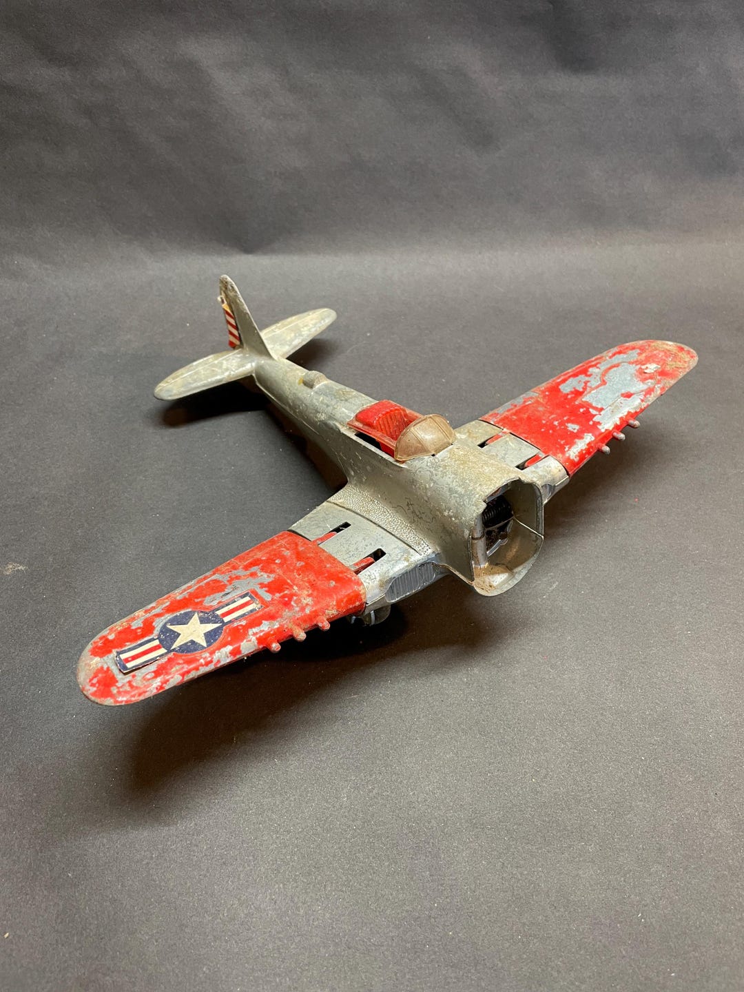 HUBLEY Toy Plane 495 Fighter Bomber Silver/red RARE - Etsy