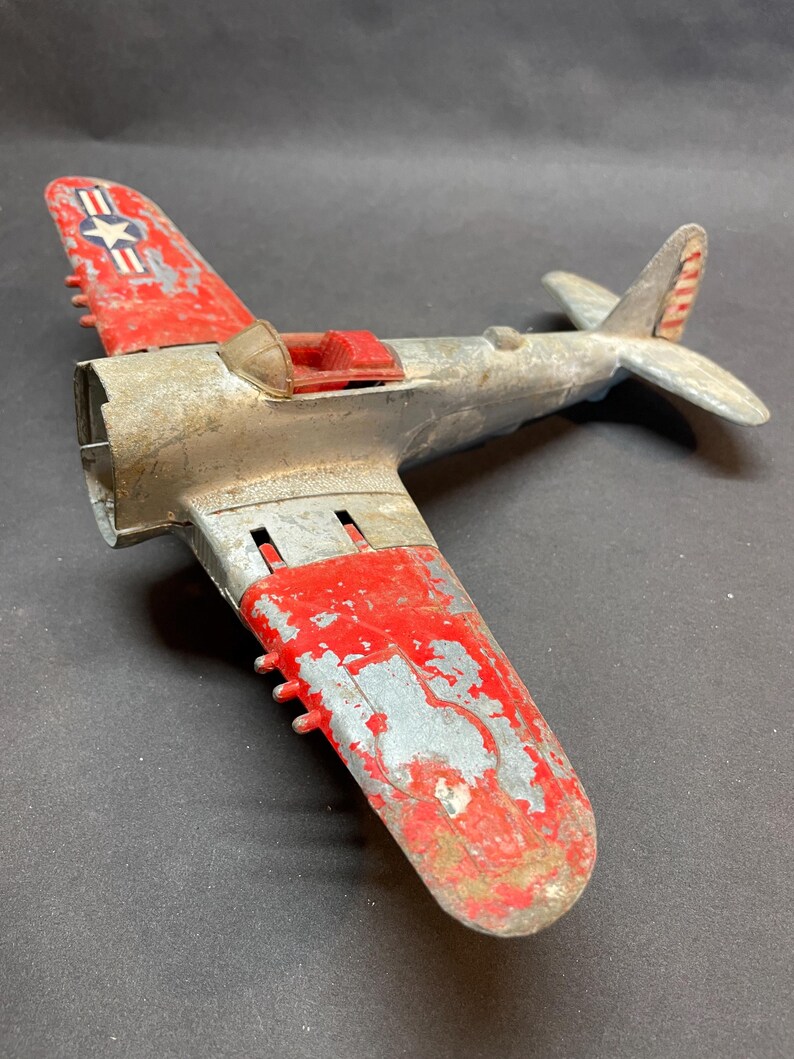HUBLEY Toy Plane 495 Fighter Bomber Silver/red RARE - Etsy