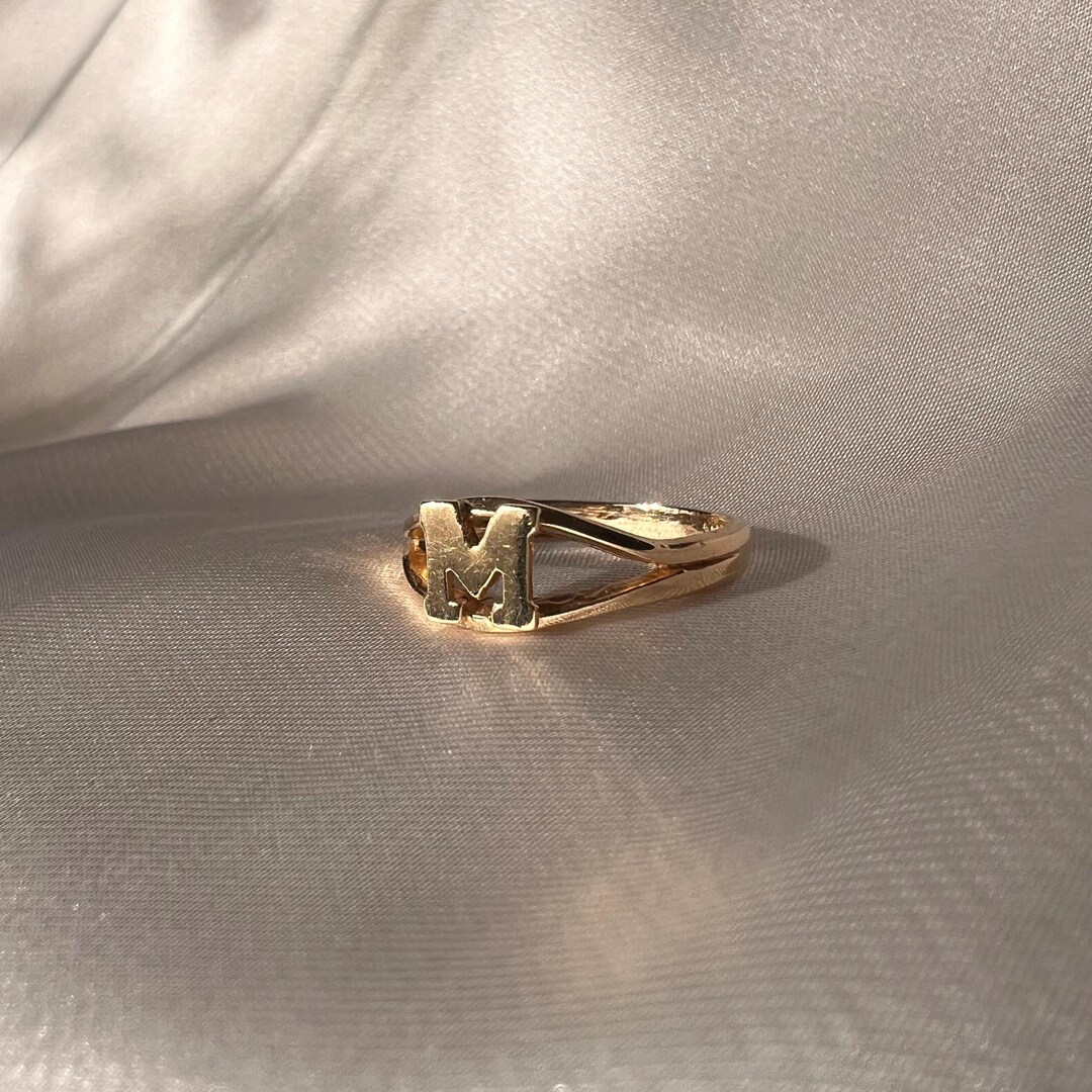 Vintage m Initial Ring 14k Gold - Etsy