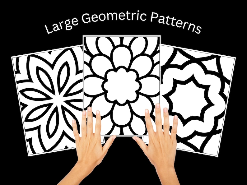 Low Vision Coloring Pages | Bold Geometric Patterns (digital Download ...