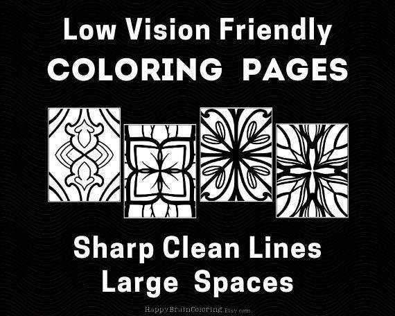 Low Vision Coloring Pages | High Contrast, Bold Lines (printable ...
