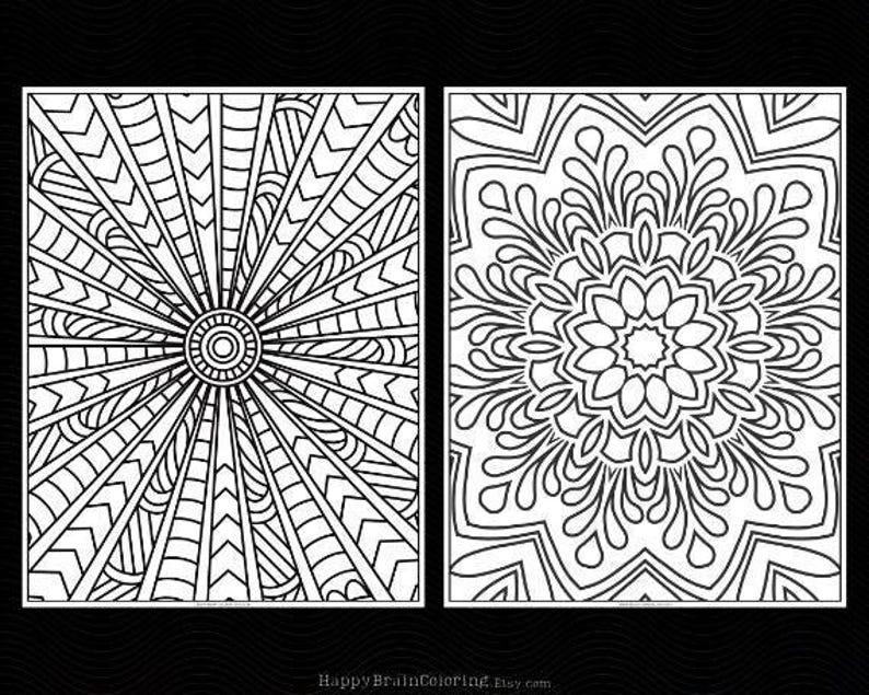 Simple Adult Coloring Pages (10) for Stress Management, Relaxing ...