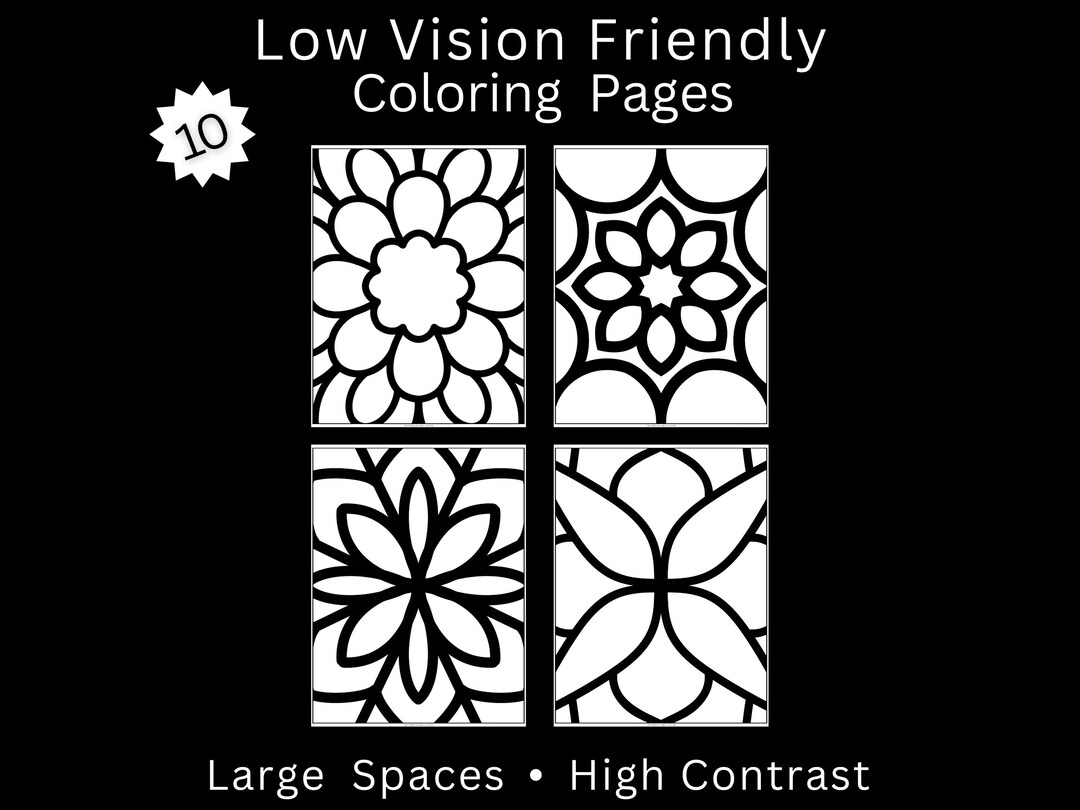 LOW VISION Coloring Pages (10) Vision Impaired | Easy, Beginner, Extra ...
