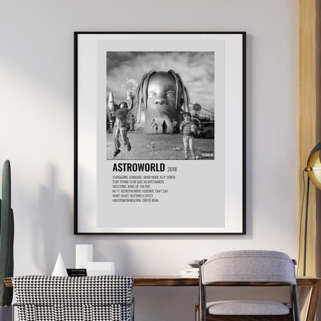 Travis Scott Astroworld Album Inspired Digital Art Bold Hip Hop Wall ...