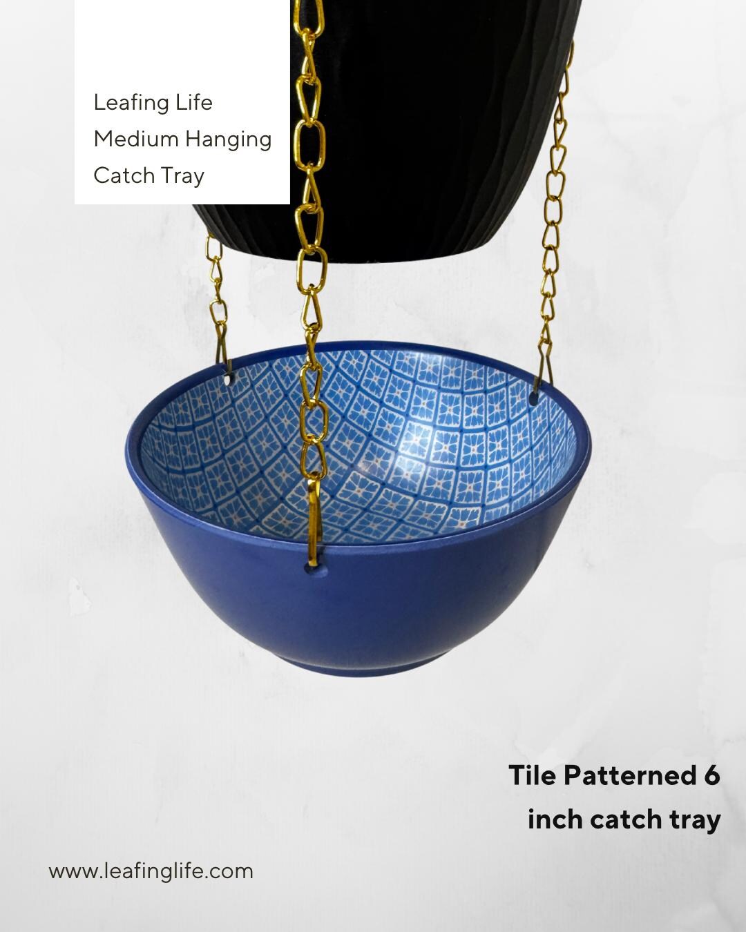 Hanging Plant Catch Tray • 6 Inch Round Tile Pattern Bamboo-melamine ...