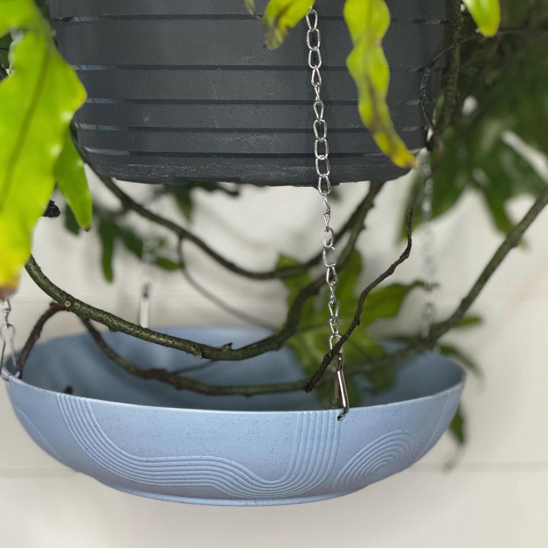 Blue Hanging Plant Catch Tray: Wheat Straw Drip Tray for 8-12 Inch Pots ...