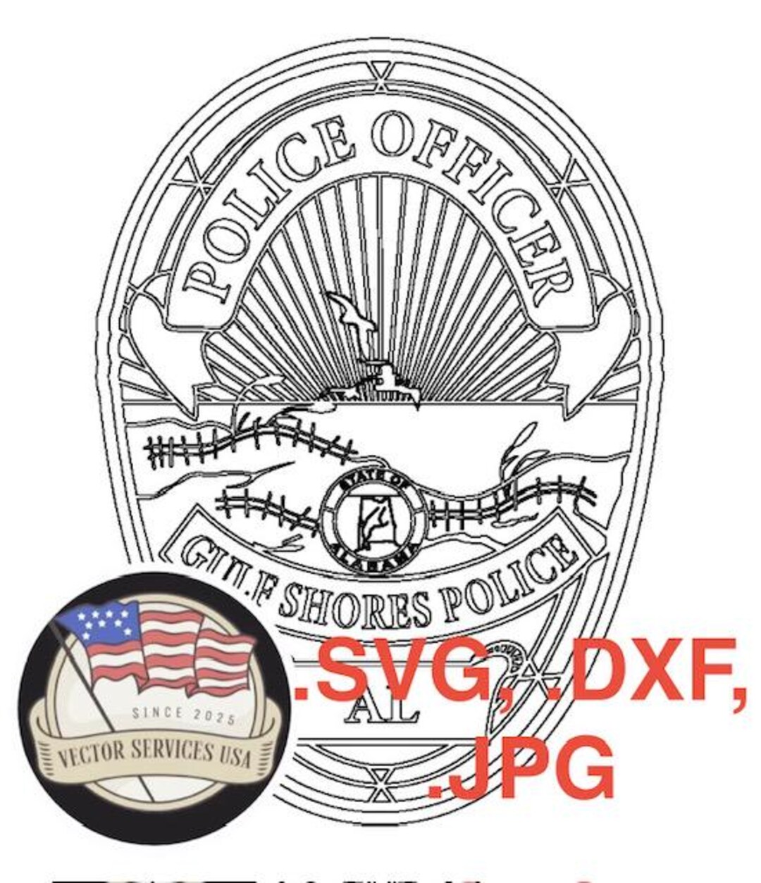 Gulf Shores Alabama Police Badge Digital File - Etsy