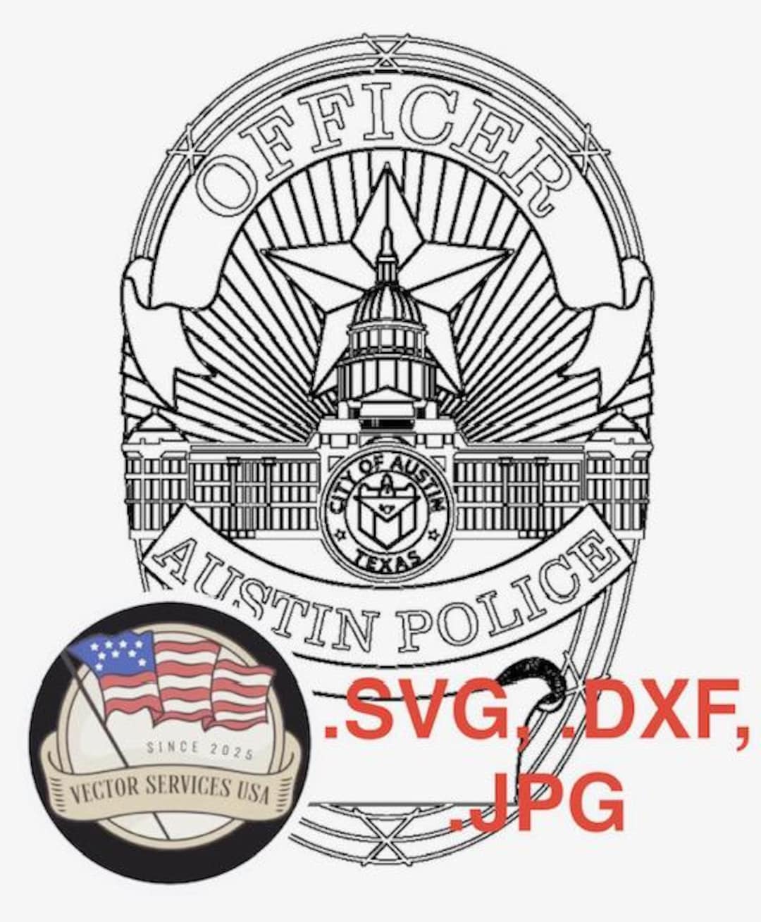 Austin Texas Police Badge Digital File - Etsy