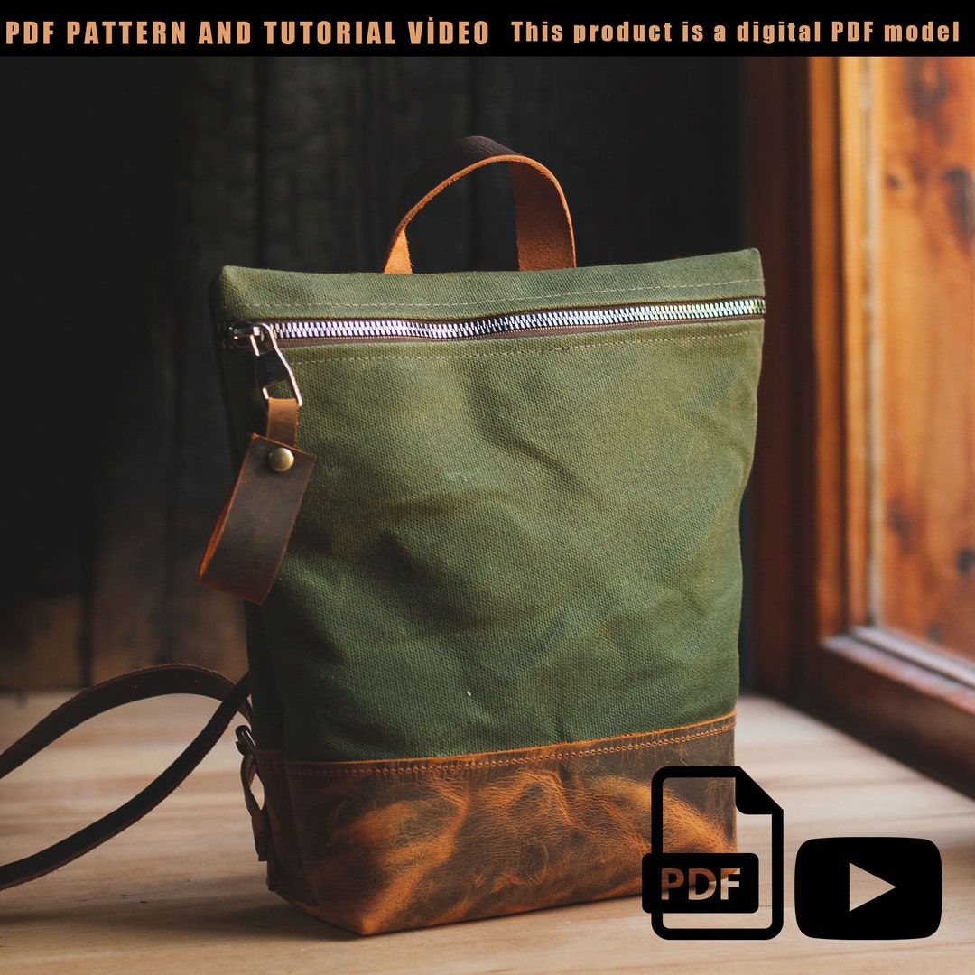 Leather & Canvas Backpack PDF Pattern: DIY Bag Sewing (digital Download ...
