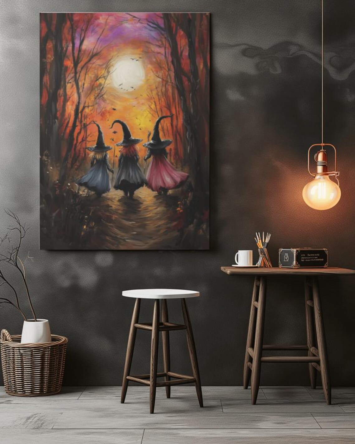 Three Witches Halloween Print | Witch Poster | Halloween Wall Art ...