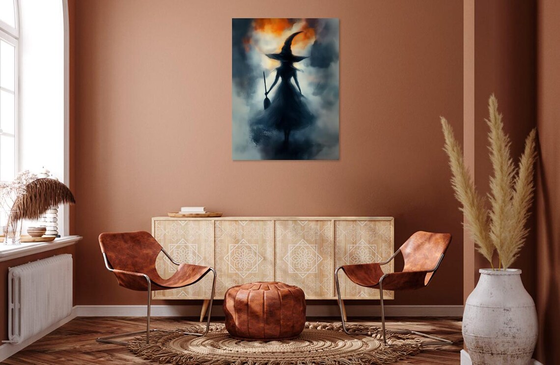 Witch Walking in Fog Wall Art | Halloween Witch Poster - Etsy
