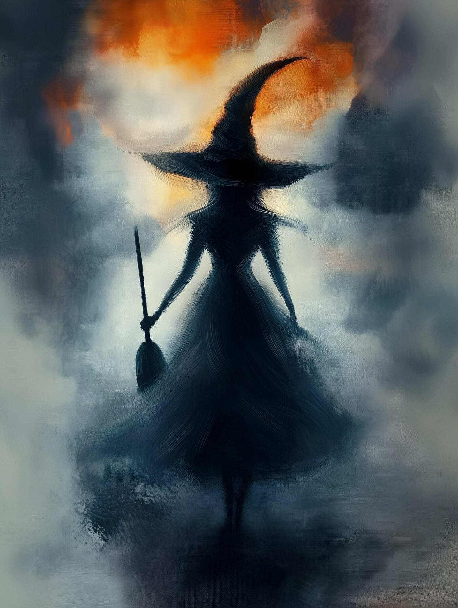Witch Walking in Fog Wall Art | Halloween Witch Poster - Etsy