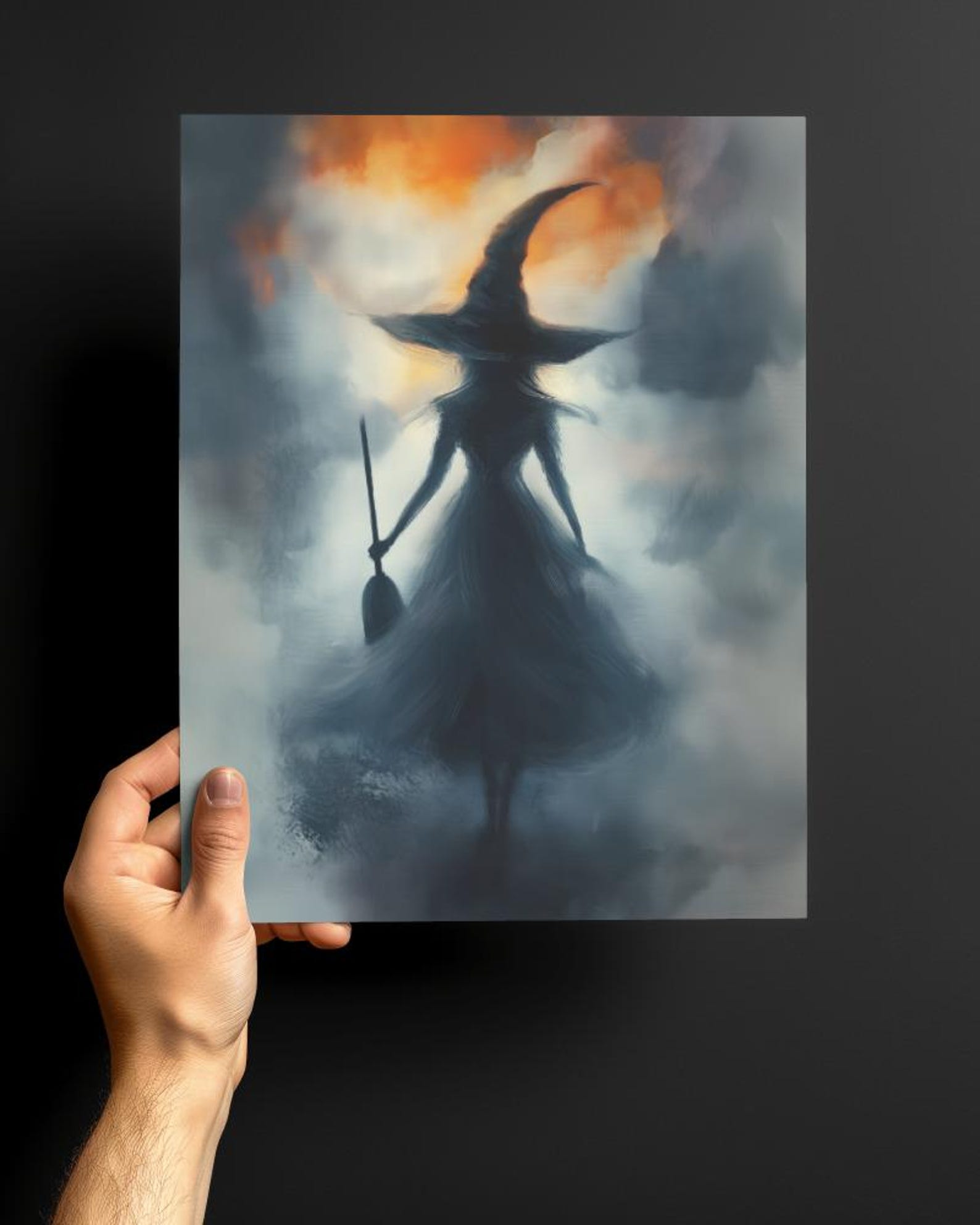 Witch Walking in Fog Wall Art | Halloween Witch Poster - Etsy