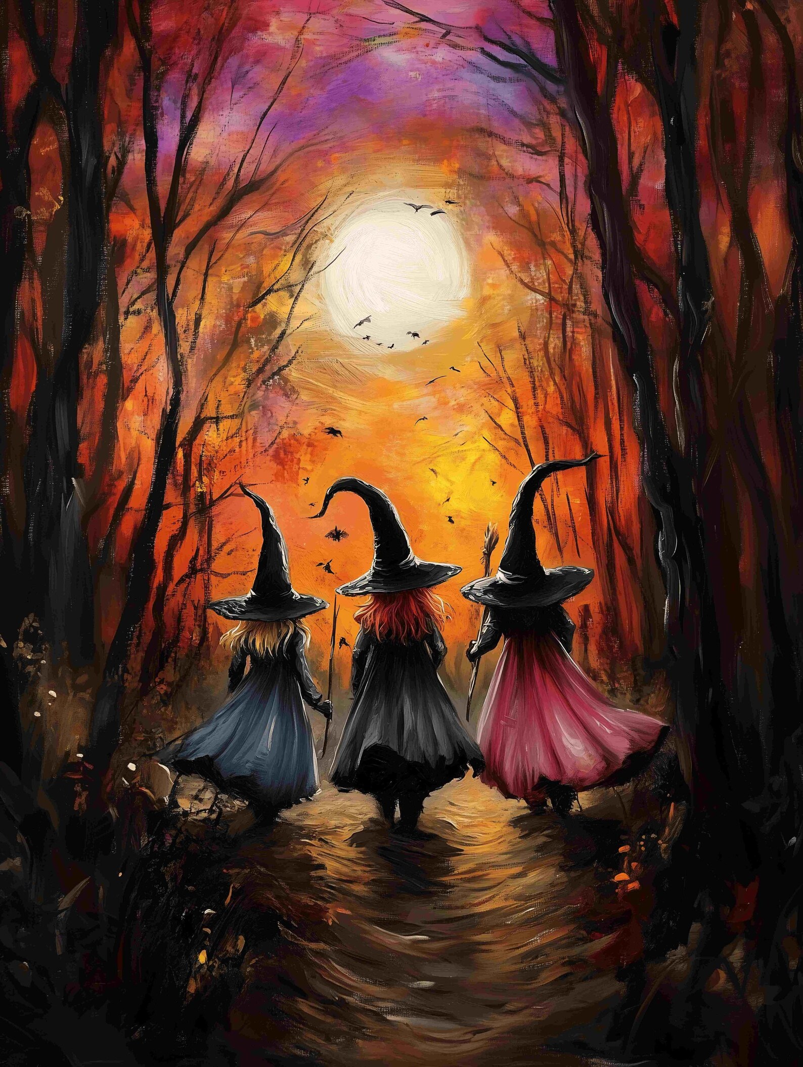 Three Witches Halloween Print | Witch Poster | Halloween Wall Art ...