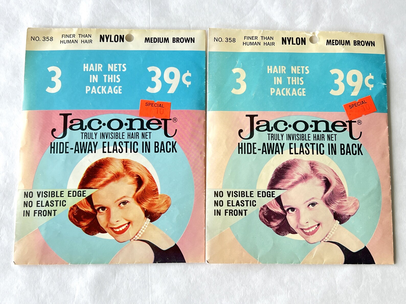 6 Vintage Jac-o-net Hair Nets 2 Packs Medium Brown No. 358 Invisible ...