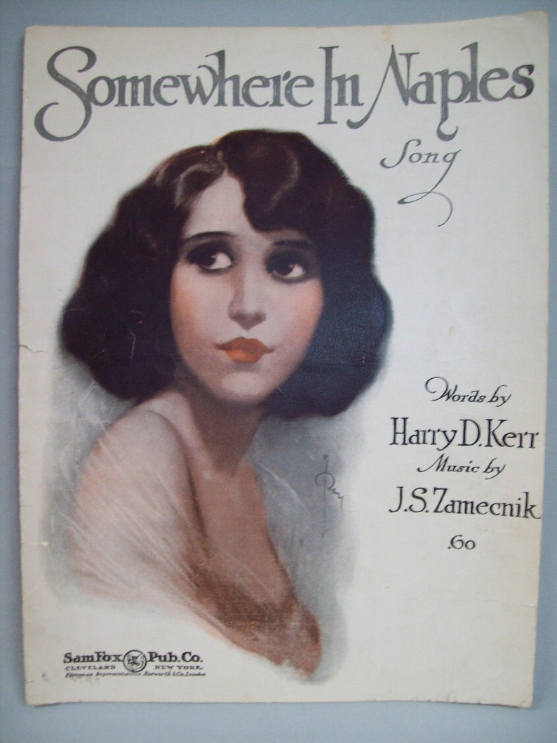 Vintage Sheet Music Somewhere in Naples Song | Etsy