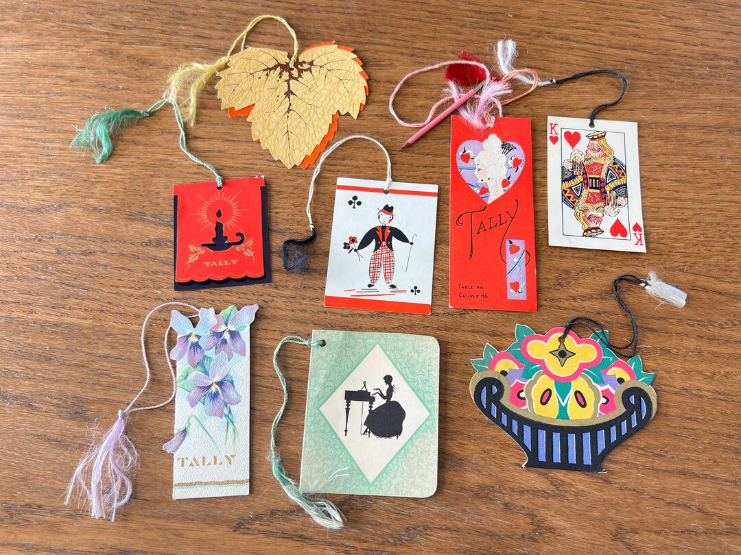 8 Vintage Bridge Tallies Tally Lot Heart Silhouette Floral Holiday ...