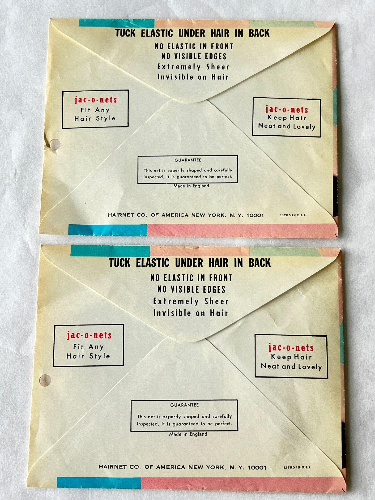 6 Vintage Jac-o-net Hair Nets 2 Packs Medium Brown No. 358 Invisible ...