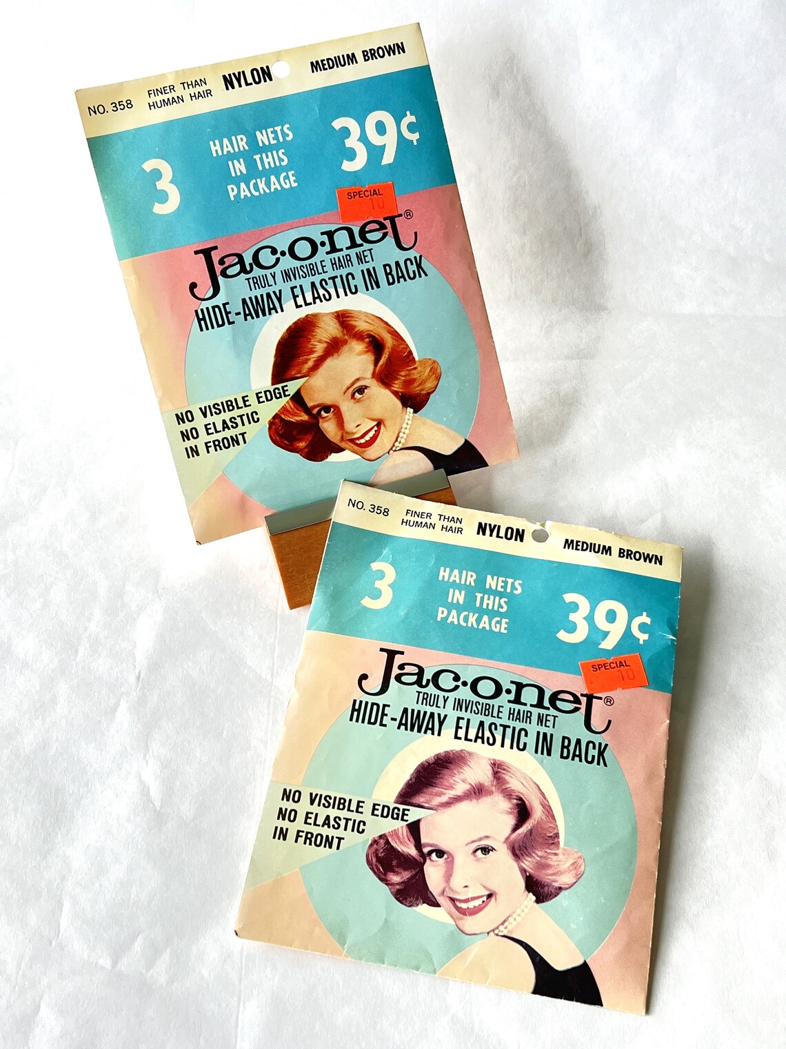 6 Vintage Jac-o-net Hair Nets 2 Packs Medium Brown No. 358 Invisible ...