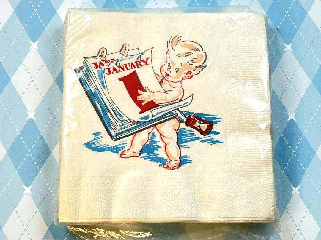 10 Vintage Beach Paper Table Napkins Baby New Year January 1st Novelty ...