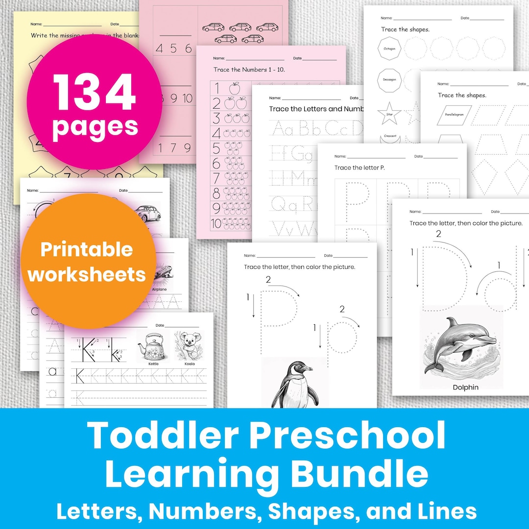 Toddler Preschool Learning Bundle Printable Worksheets for Toddler ...