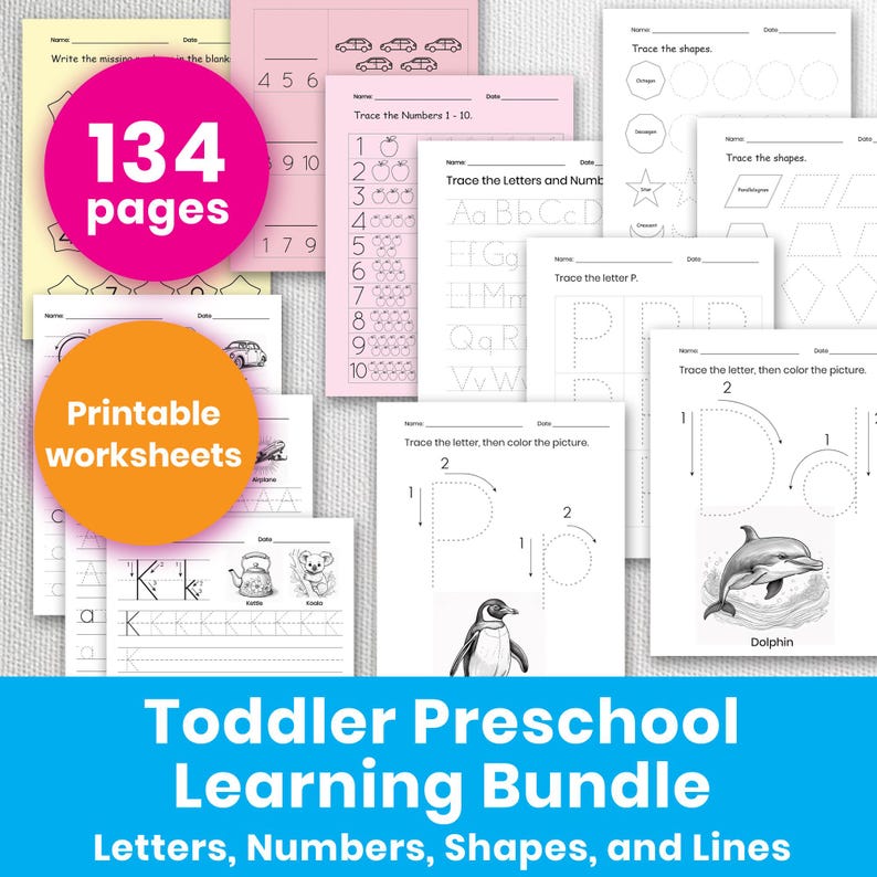 Toddler Preschool Learning Bundle Printable Worksheets for Toddler ...
