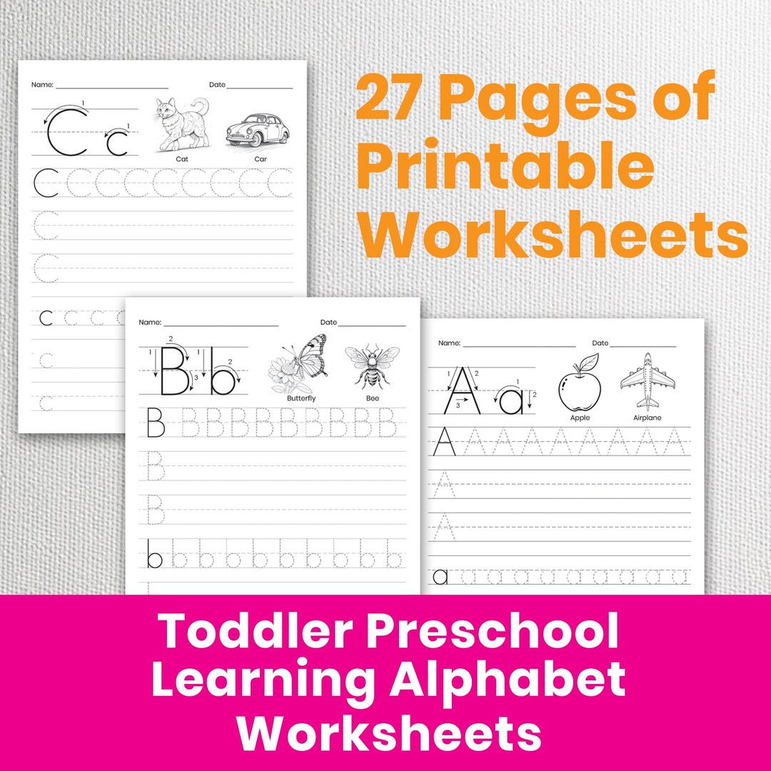Toddler Preschool Learning Alphabet Printable Lette Tracing Worksheets ...
