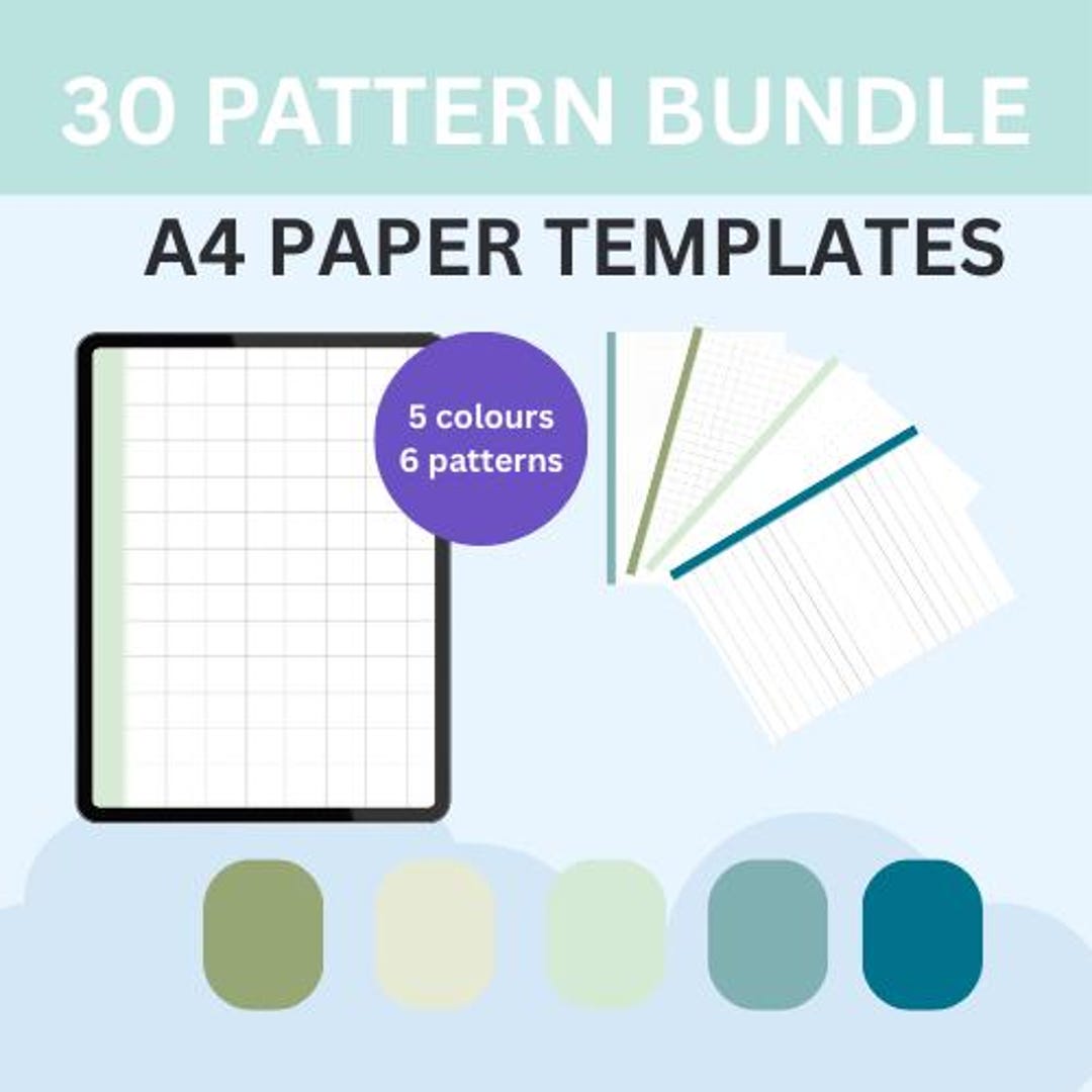 Blue & Green Paper Bundle | 30 Templates | Scrapbooking, Planner ...