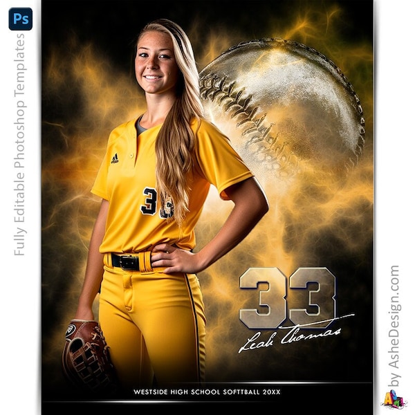 Softball Banner Background Template - Etsy