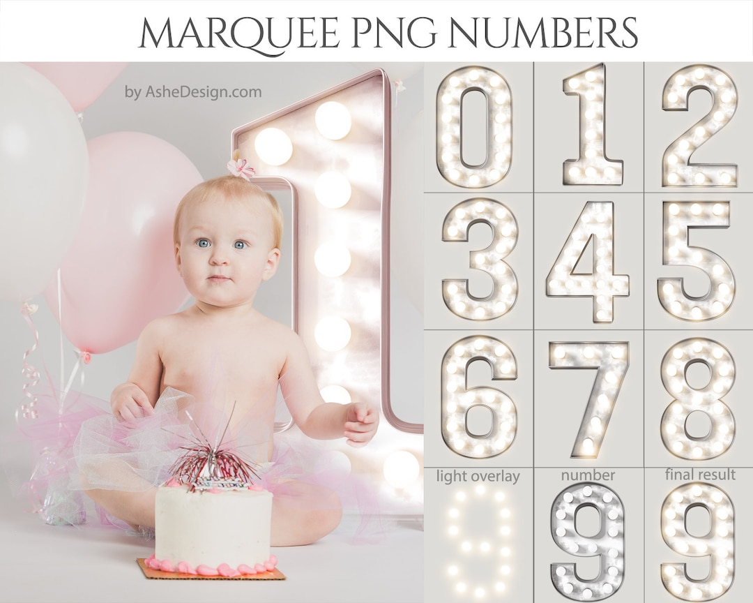 Marquee 3D Digital PNG Numbers, Marquee Digital Number Art PNG Bright ...