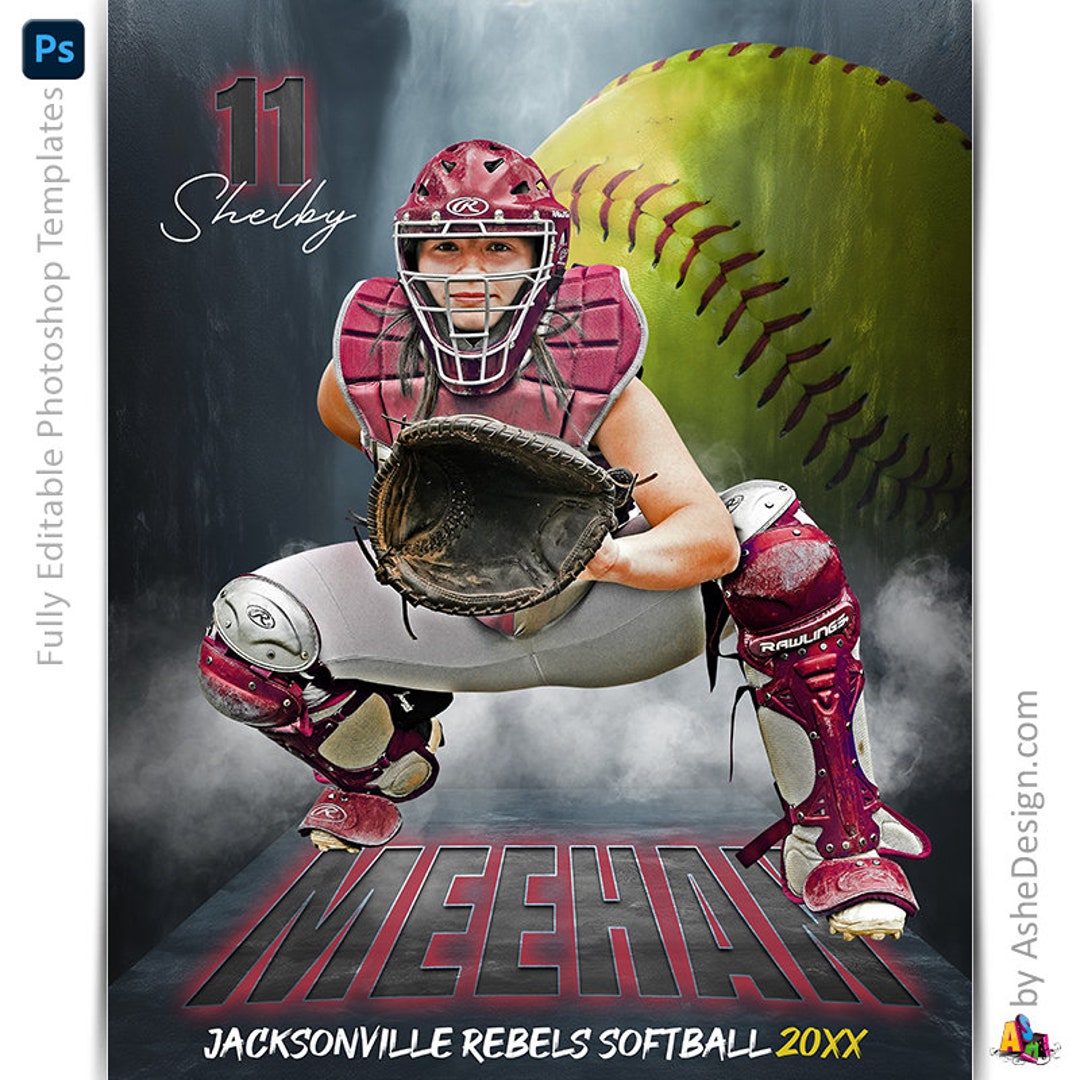 Photoshop Softball Poster Templates, Sports Photography-templates, PSD ...
