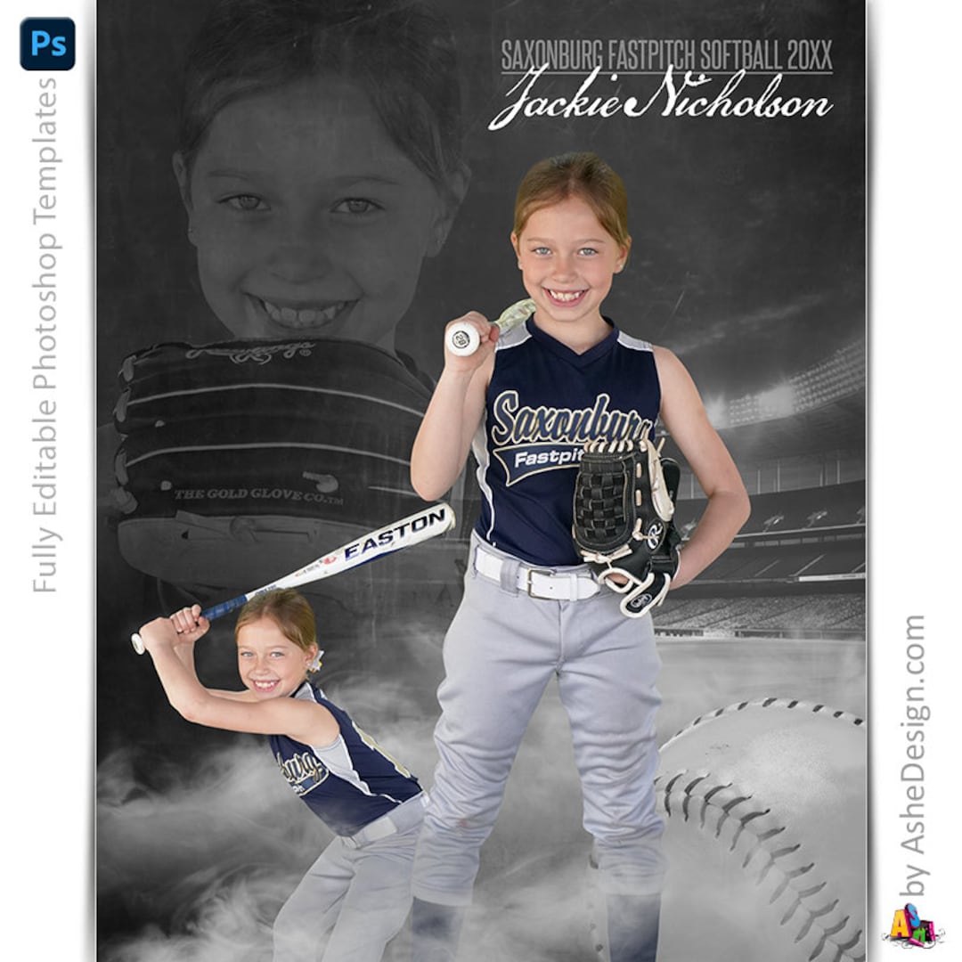 Photoshop Softball Poster Templates, Sports Photography-templates, PSD ...