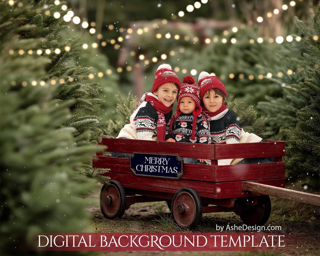Christmas Wagon - Digital-backdrop Photoshop Template, Studio Digital ...