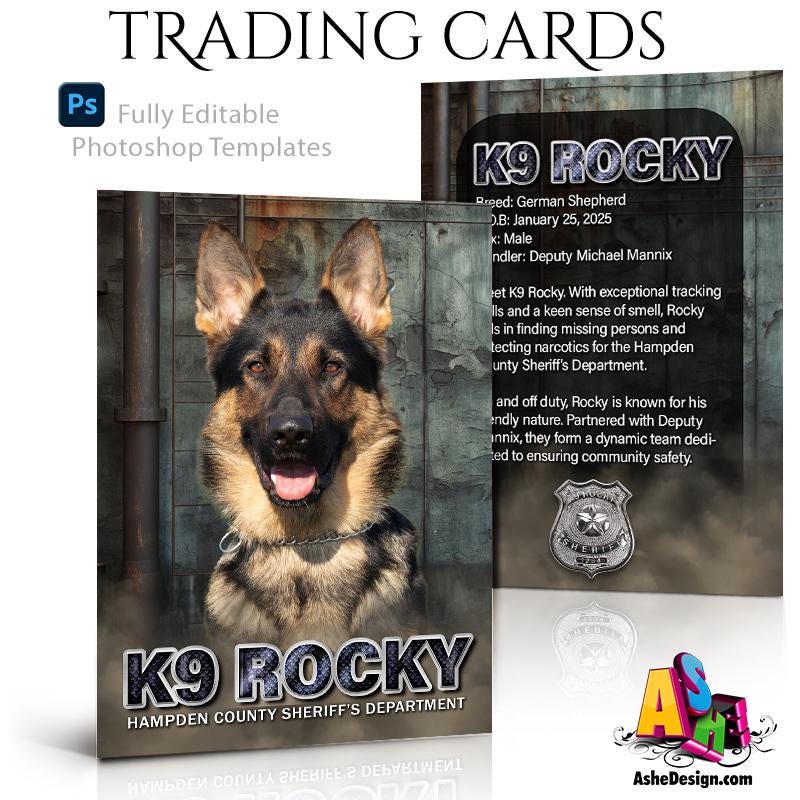 Photoshop Templates | Dog Trader Cards | K9 Grunge | Personalized ...