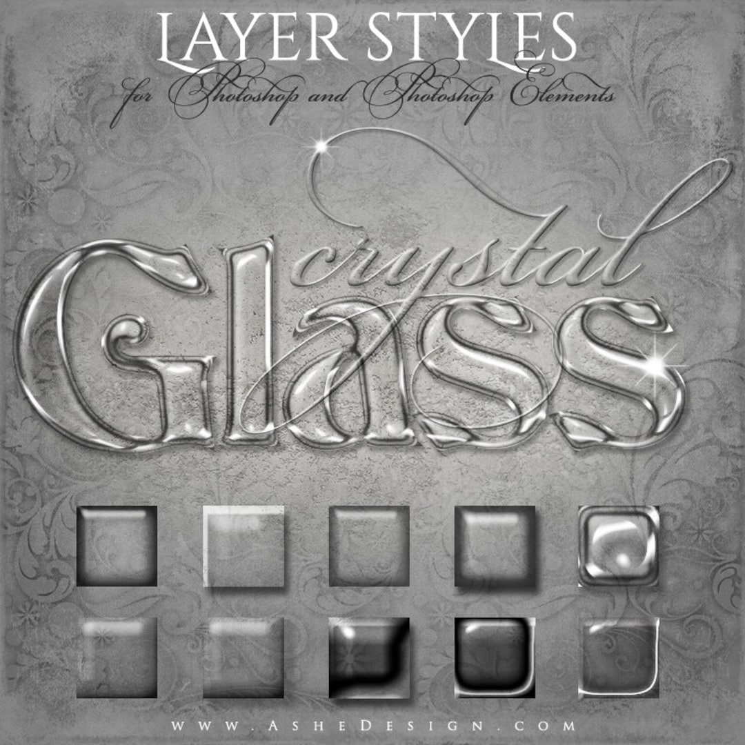 Photoshop Layer Styles - Designer Gems - CRYSTAL GLASS - 1 Photoshop ...