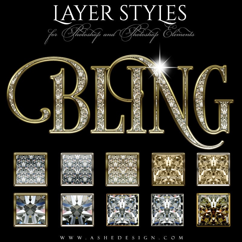 Photoshop Layer Styles Designer Gems BLING 1 Photoshop | Etsy