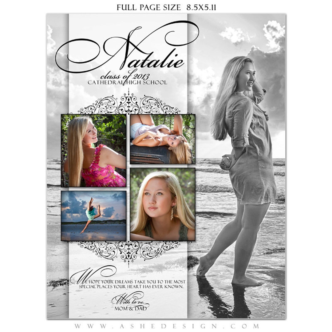 Senior Yearbook Ads Photoshop Templates - SIMPLY CLASSIC - High School ...