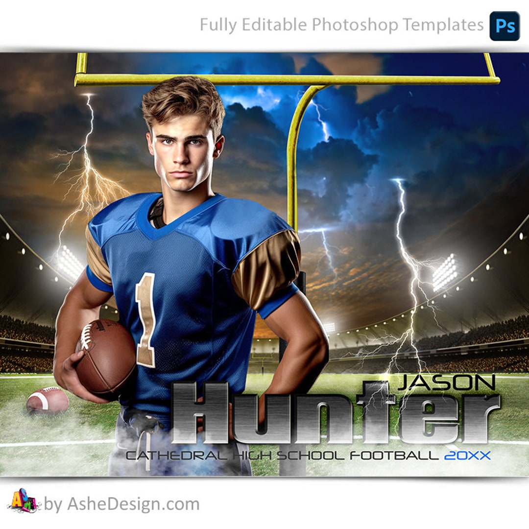 Photoshop Football Poster Template, Digital Sports Background Backdrop ...