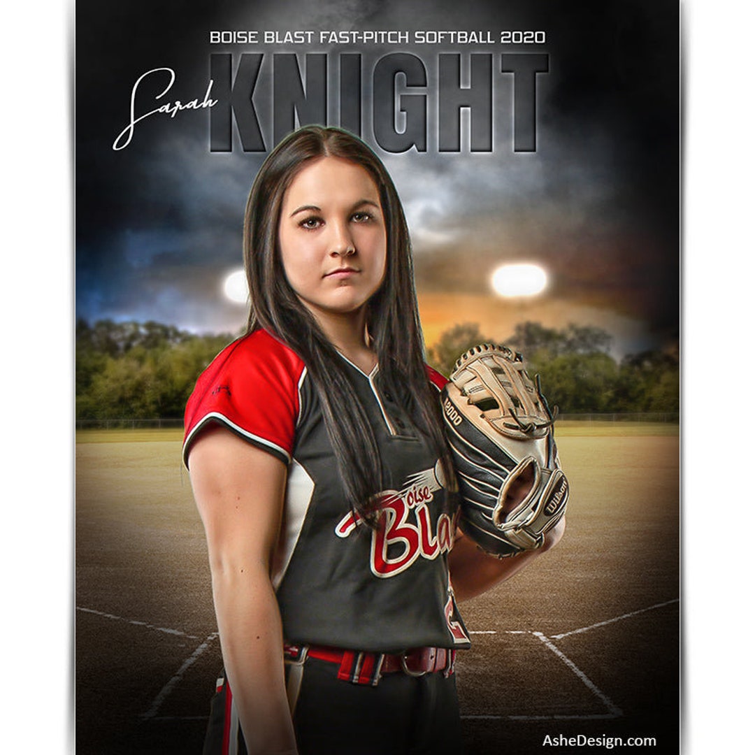 Photoshop Softball Poster Template, Digital Sports Background Tball ...