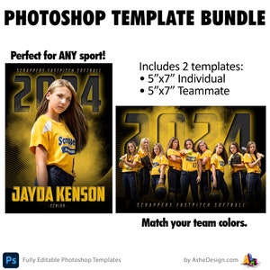 Photoshop Sports PSD Template Bundle Includes 2x3 Senior Banner, 8x10 ...
